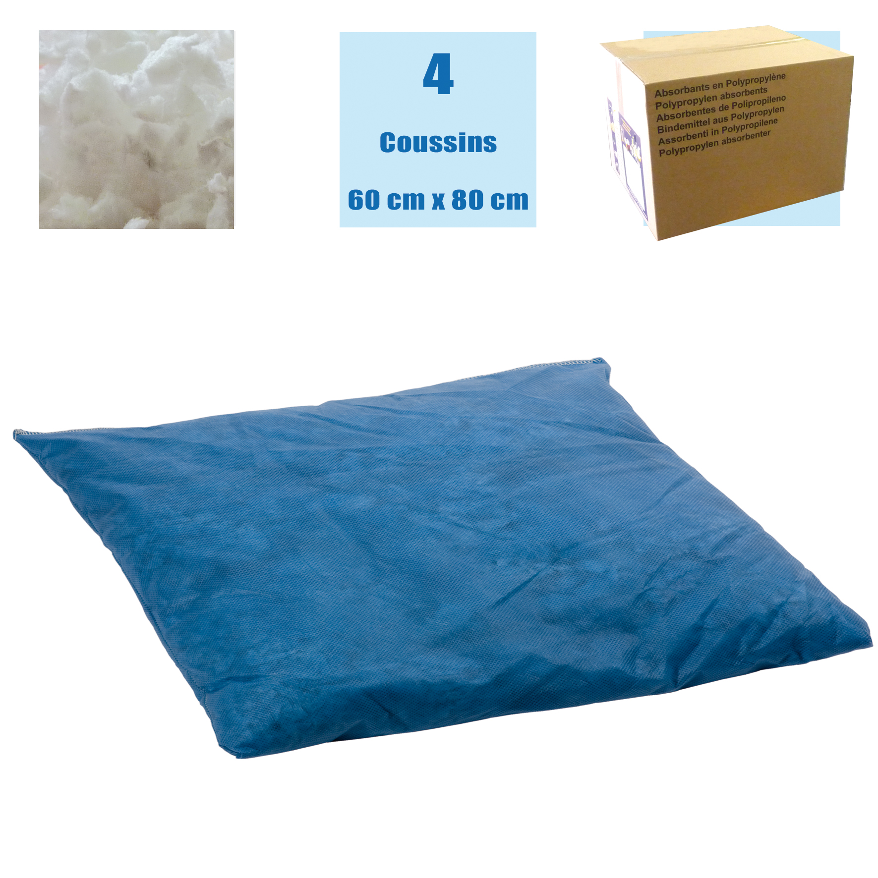 Coussin absorbant en flocons : 100 % polypropylène - RMV Environnement
